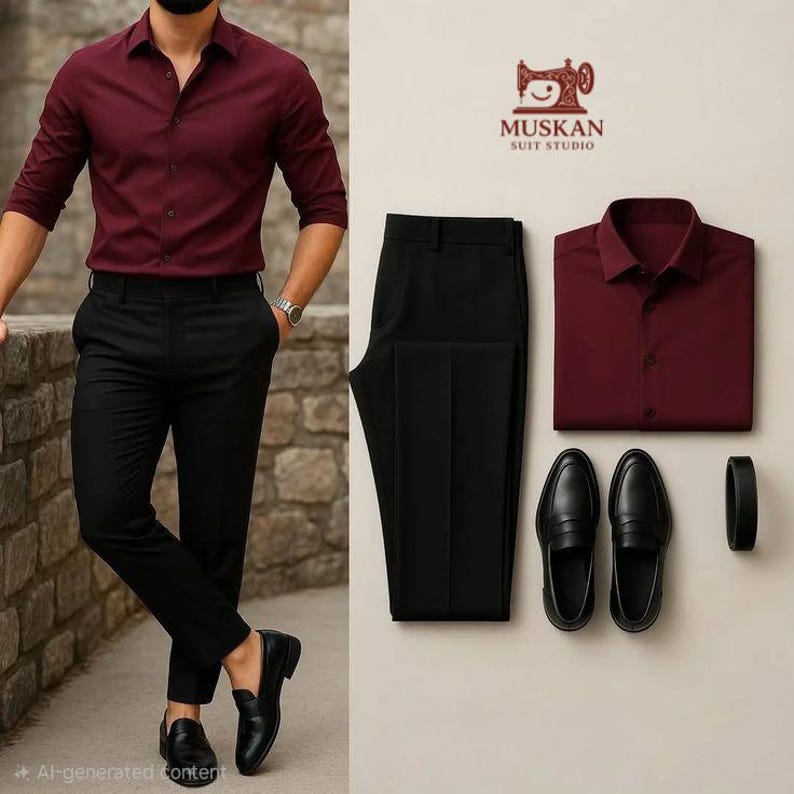 Men’s 4 Piece Formal Outfit Set – Shirt Pant Shoes Belt | Wedding ...