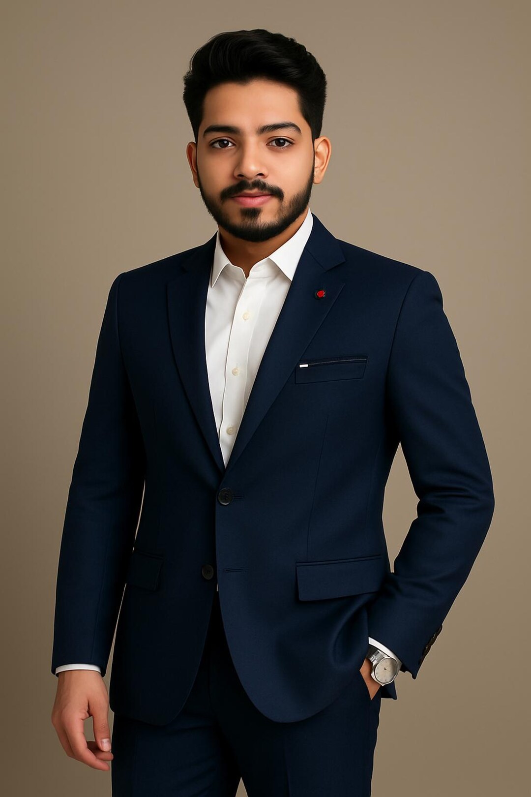 Men's Navy Blue Formal Suit | 3 Piece Coat Pant Shirt Set for Office ...