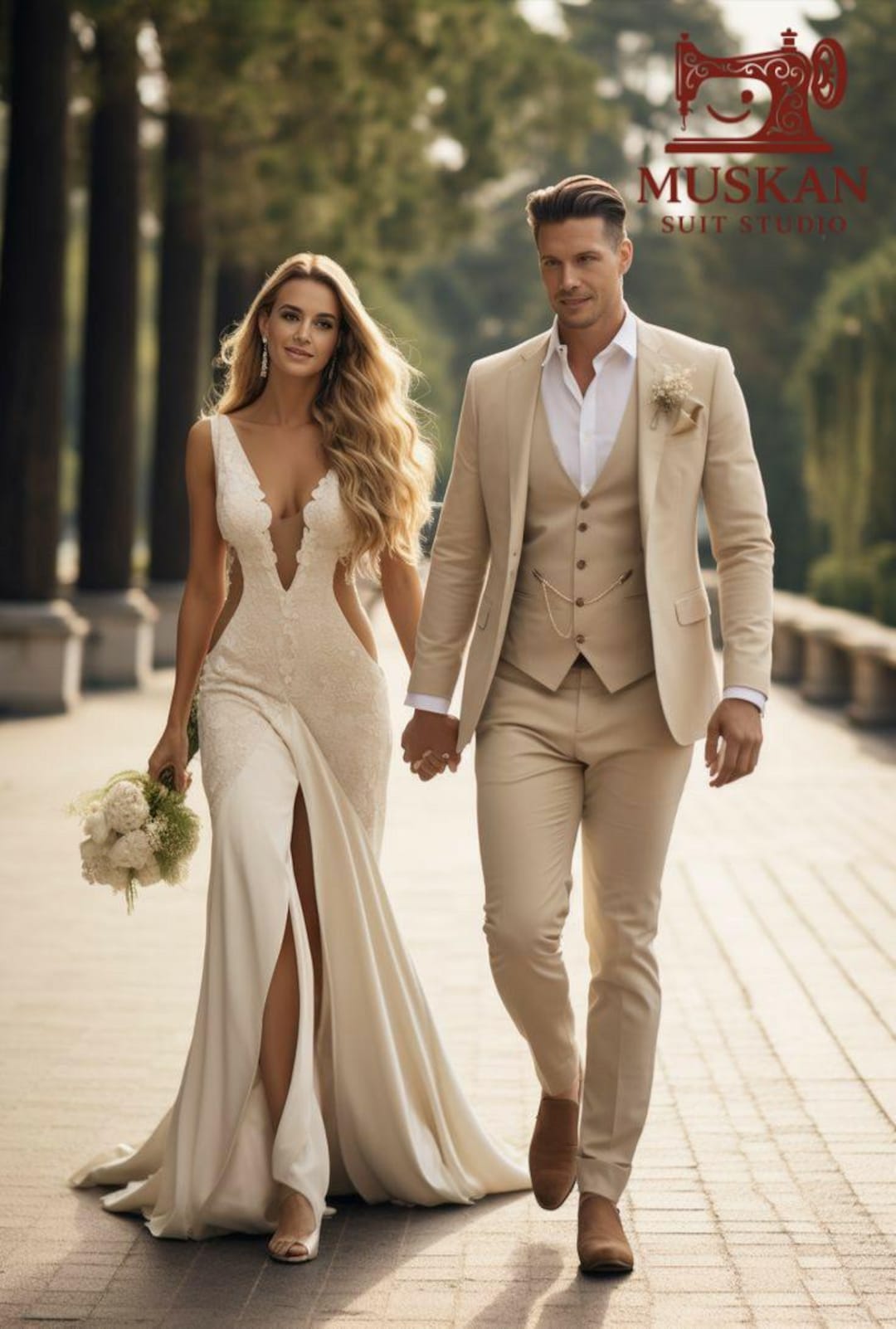 Cream Beige Groom Suit: Slim Fit Wedding 3-piece Set - Etsy