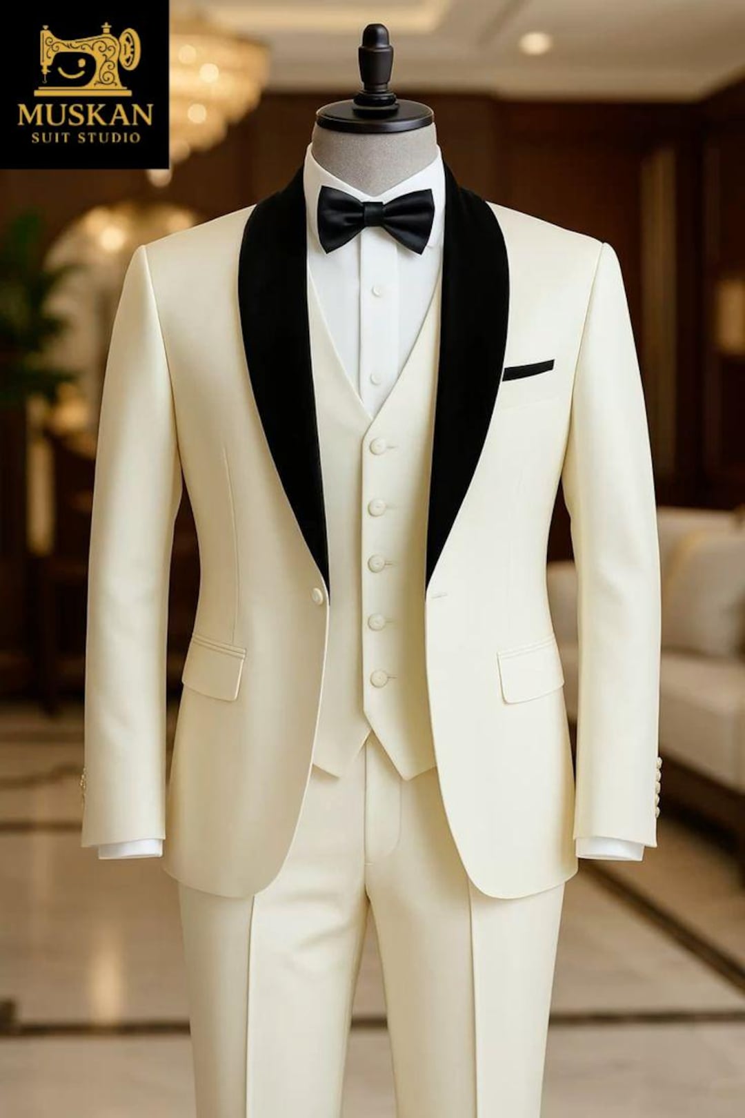 Cream Tuxedo Suit: 3-piece Wedding Reception Formal Wear - Etsy