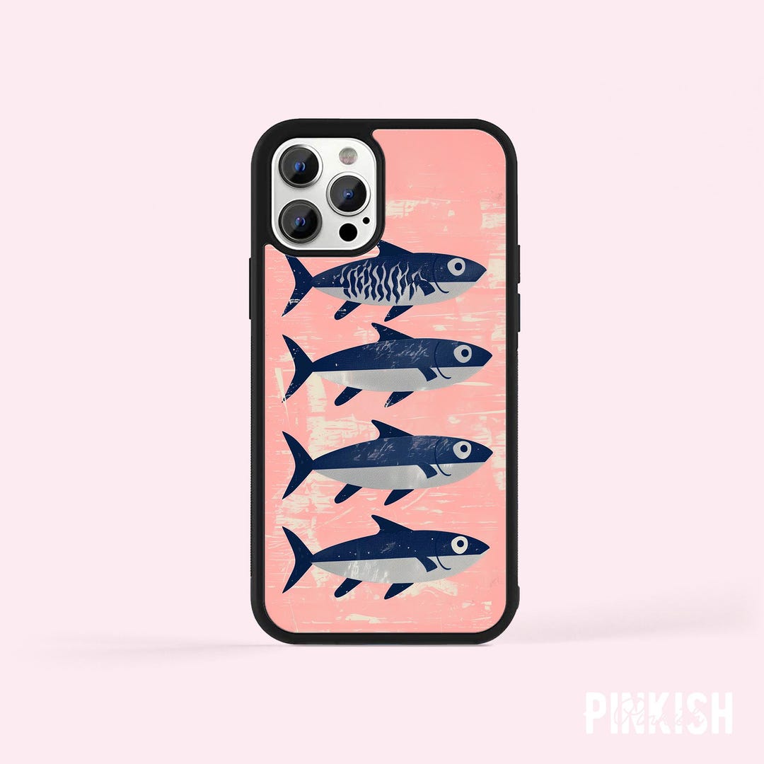 Sardines Block Print Illustration Summer Beach Vacation Phone Case for ...