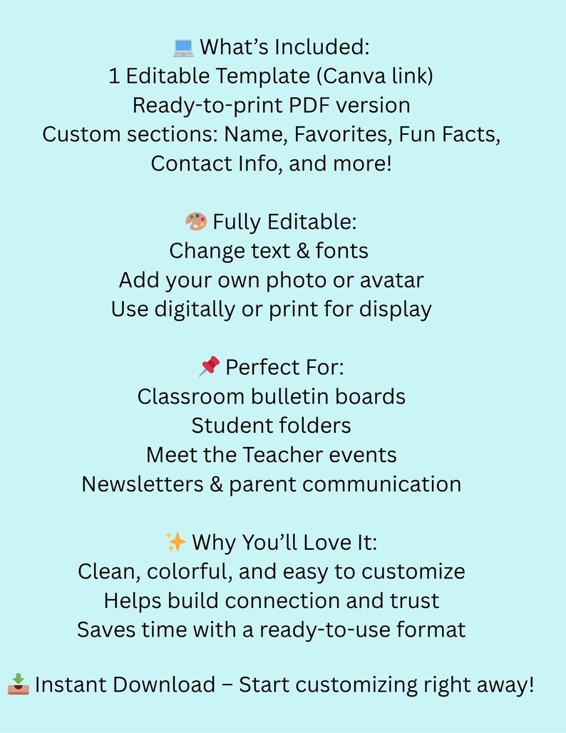 Editable Get to Know Your Teacher Template | Back to School Teacher ...