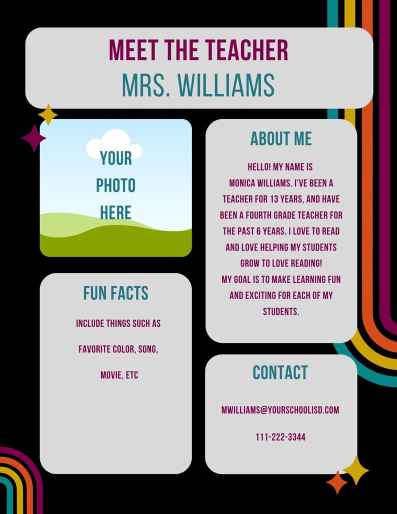 Editable Meet the Teacher Templates | Canva Digital Download | Lesson ...