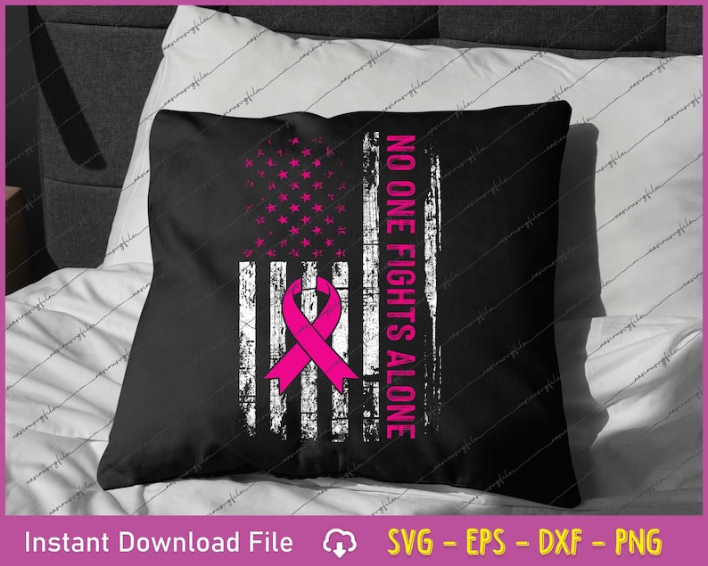 Breast Cancer Awareness American Flag Pink Ribbon SVG Bundle (digital ...