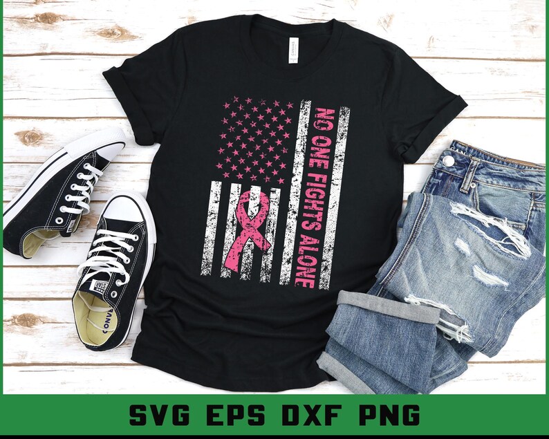 Breast Cancer Awareness SVG: American Flag Pink Ribbon Design (digital ...