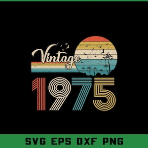 Retro 1975 Birthday SVG: Vintage Milestone Design (digital Download - Etsy