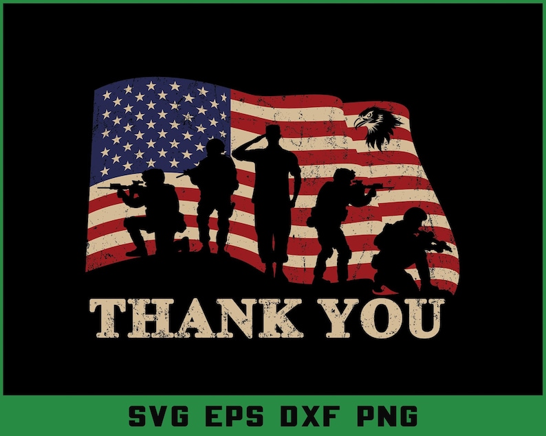 Thank You Soldiers SVG | Patriotic Veterans American Flag Military ...