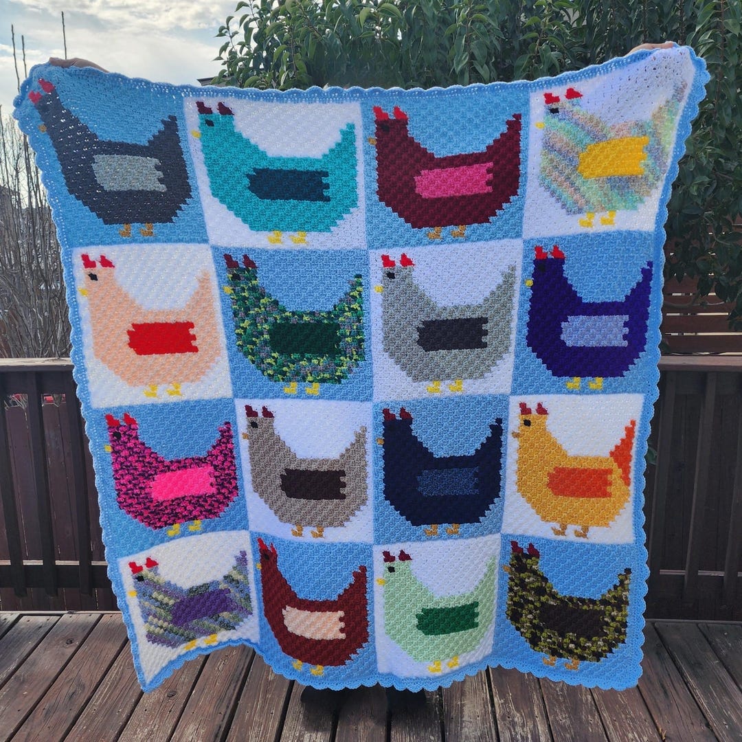 Chicken C2C Crochet Afghan Pattern, Farmhouse Blanket (PDF Pattern) - Etsy