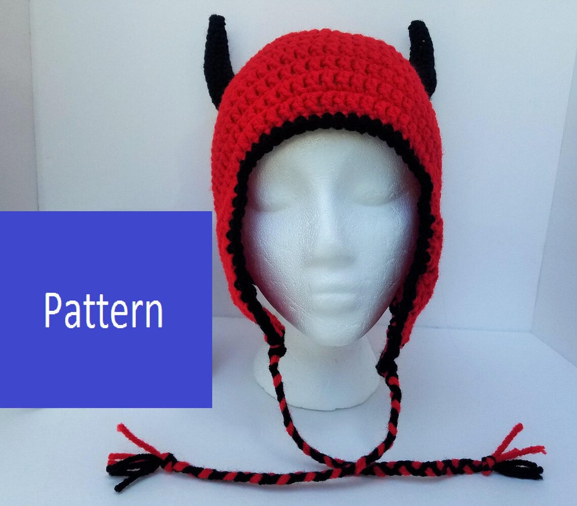 Crochet Pattern Red Devil Hat Horned Hat Crochet Pattern | Etsy