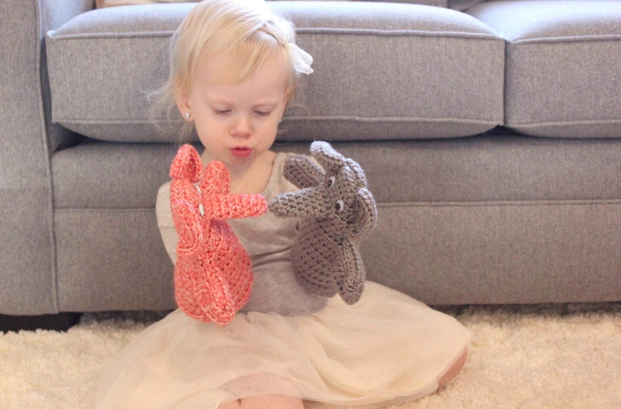 Elephant Puppet Crochet Pattern Bundle Hand Puppet & Finger | Etsy