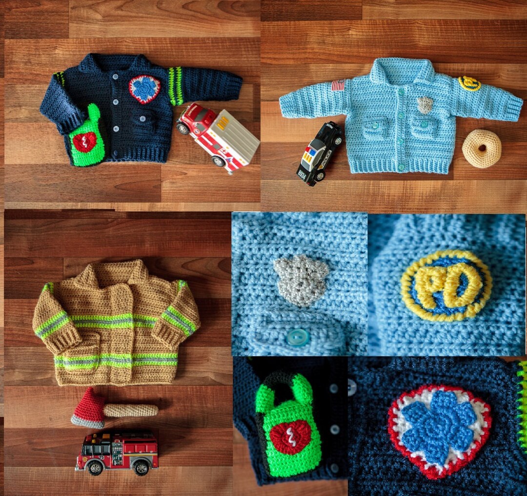 Crochet Pattern Book, First Responders Baby Sweaters Baby Firefighter ...