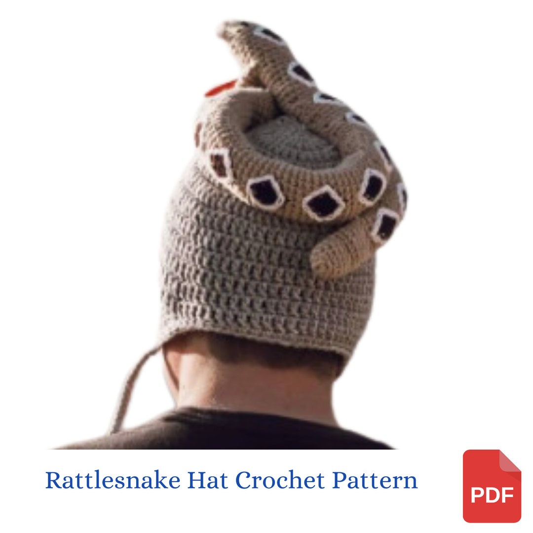 Hat Crochet Pattern, Rattlesnake Hat Crochet Pattern, Snake Crochet ...