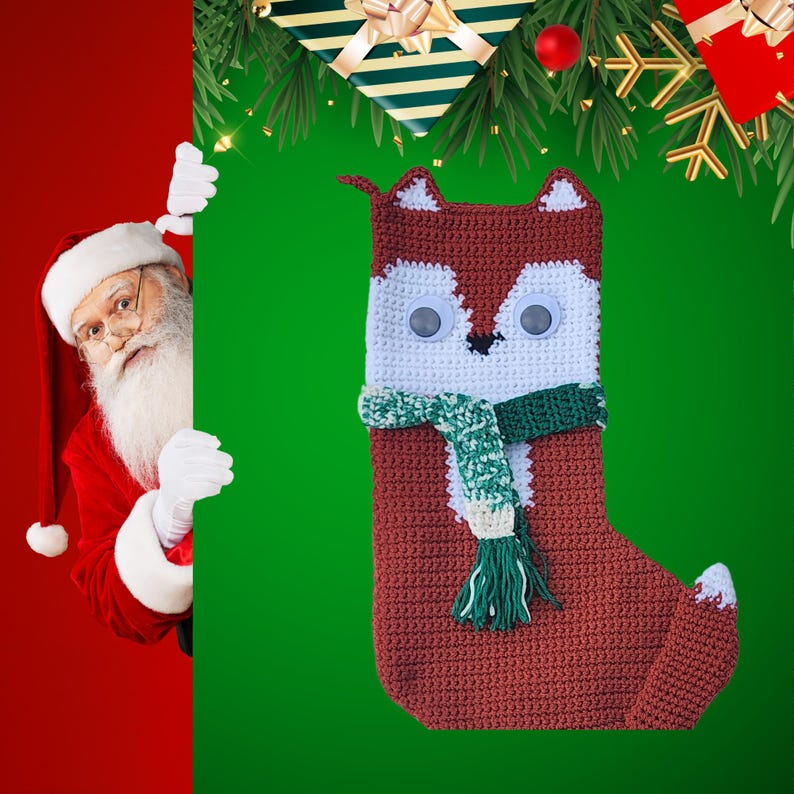 Fox Christmas Stocking Crochet Pattern - Etsy