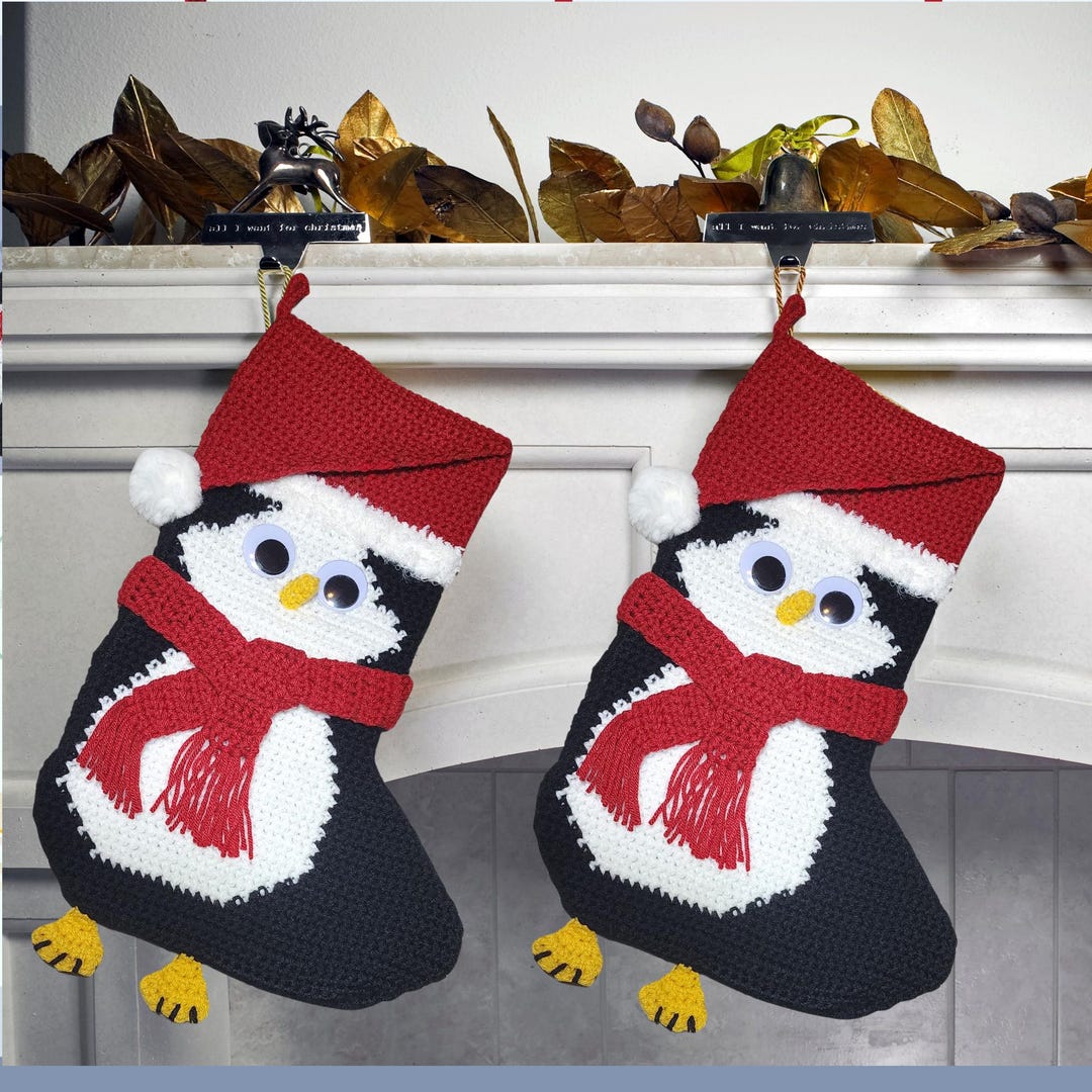 Penguin Christmas Stocking Crochet Pattern - Etsy