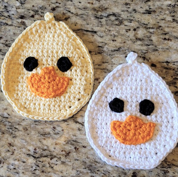 Smiling Duck Potholder Crochet Pattern Duck Kitchen Decor Craft ...