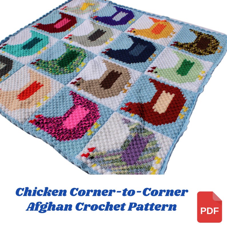 Chicken C2C Afghan Crochet Pattern, Corner to Corner Blanket PDF ...