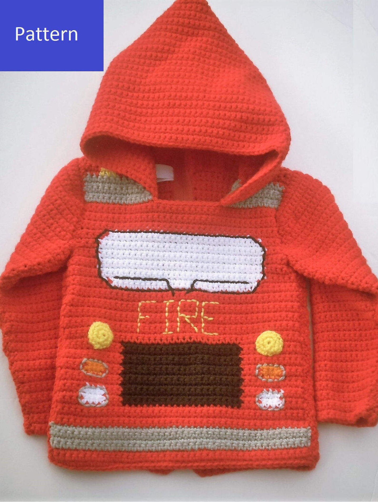 Sweater Crochet Pattern Fire Truck Toddler Hoodie Crochet - Etsy