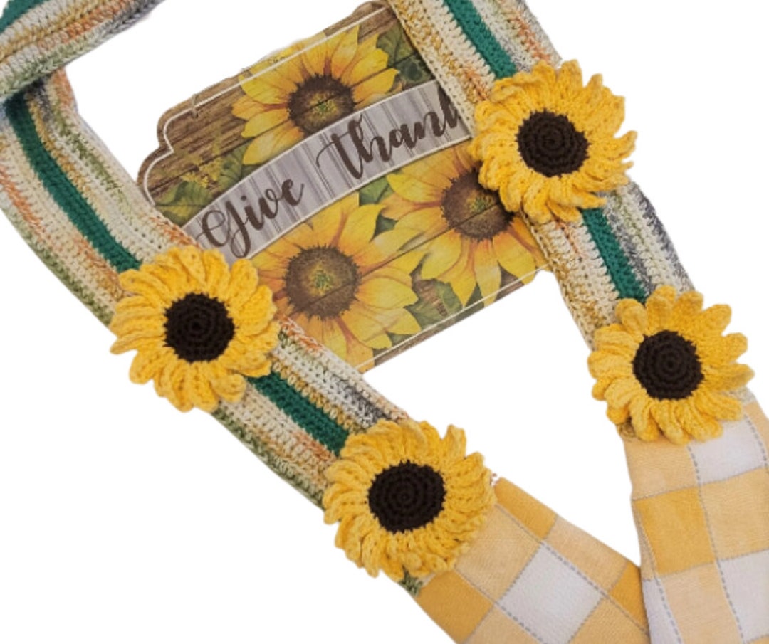 Sunflower Kitchen Boa, Handmade Crochet, Summer Kitchen Decor, Mom Gift ...