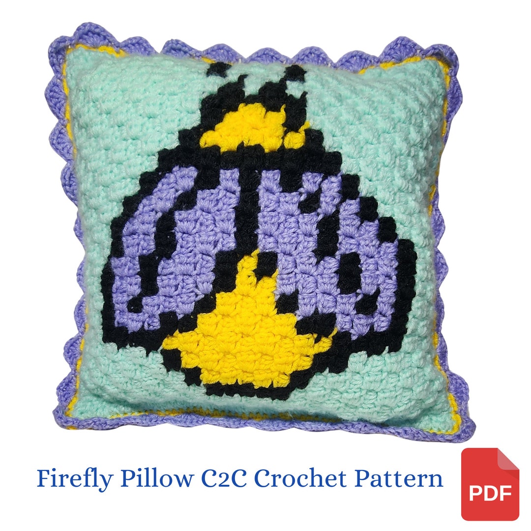Pillow Crochet Pattern, Firefly Pillow C2C Crochet Pattern, Spring Home ...