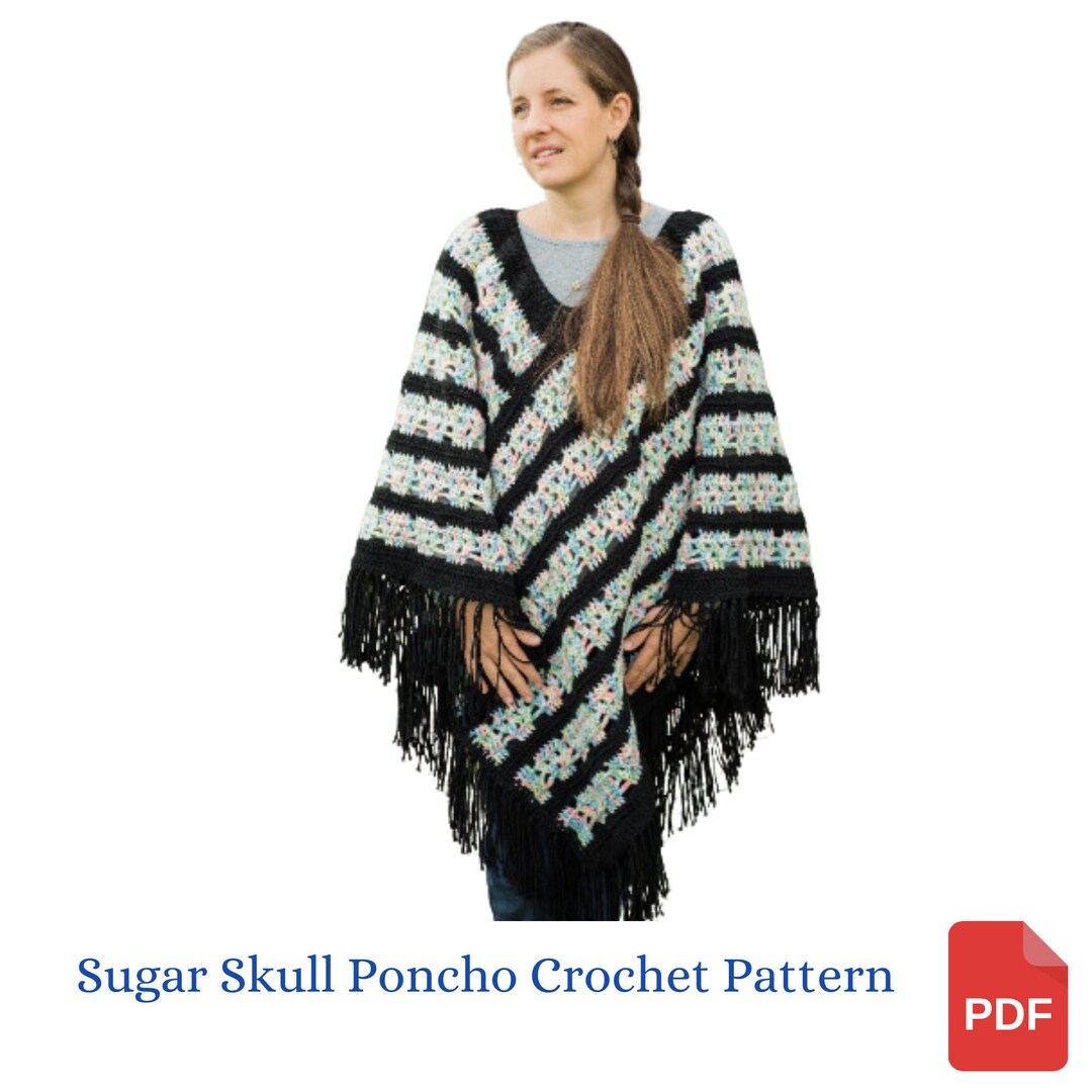 Goth Crochet Pattern, Sugar Skull Poncho, Whimsigoth Birthday Gift - Etsy