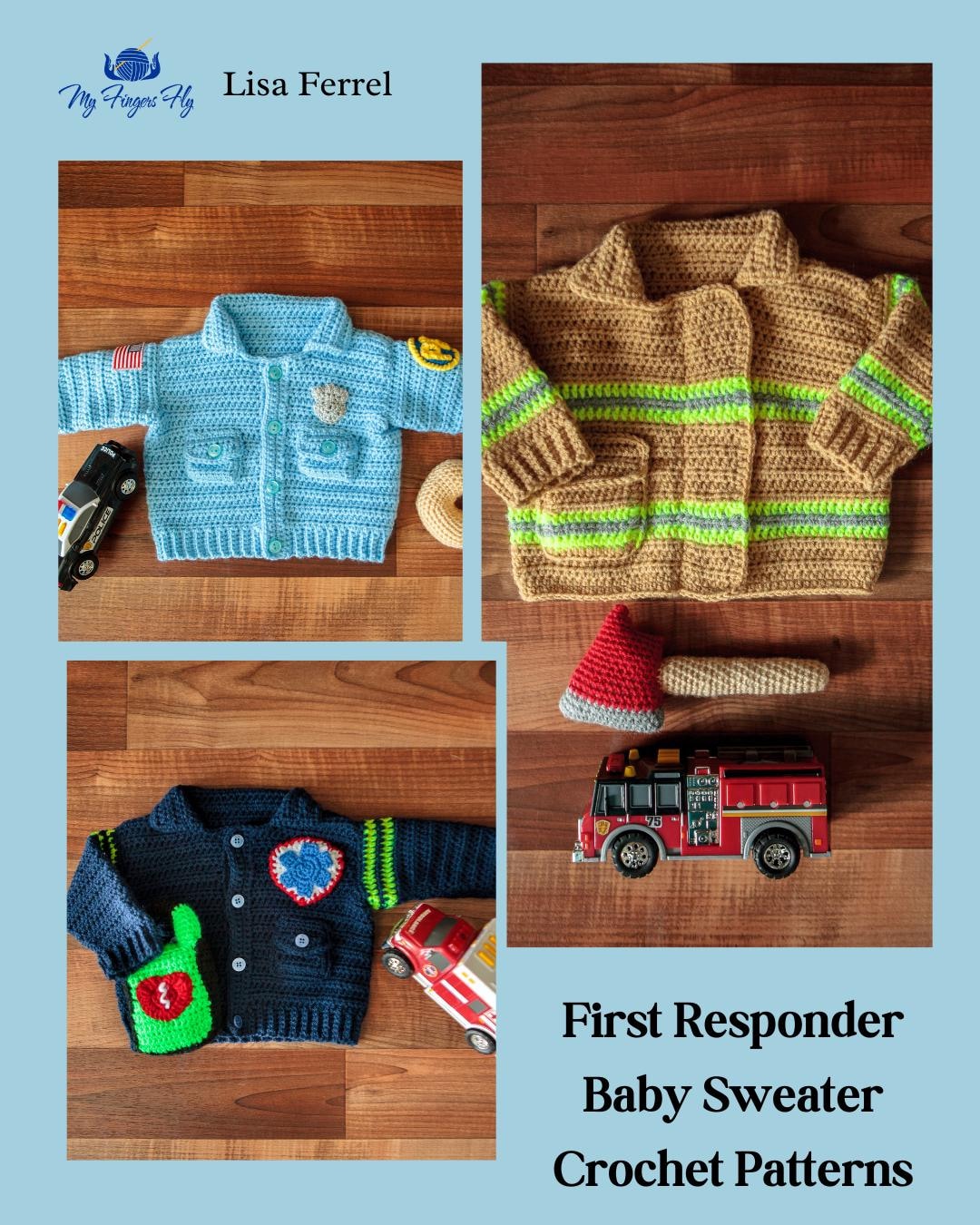 Crochet Pattern Book, First Responders Baby Sweaters - Baby Firefighter ...