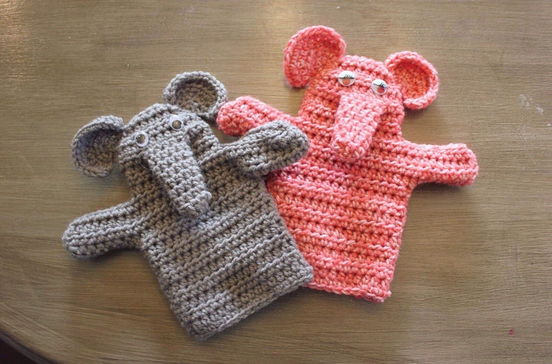 Elephant Puppet Crochet Pattern Bundle Hand Puppet & Finger - Etsy