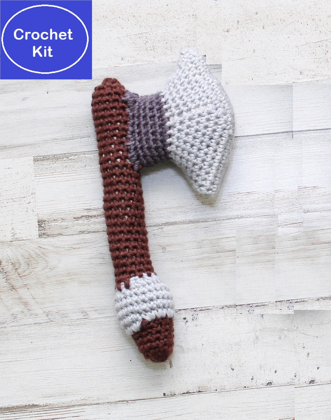Crochet Kit for Battle Axe Baby Rattle, Learn to Crochet an Axe Baby ...