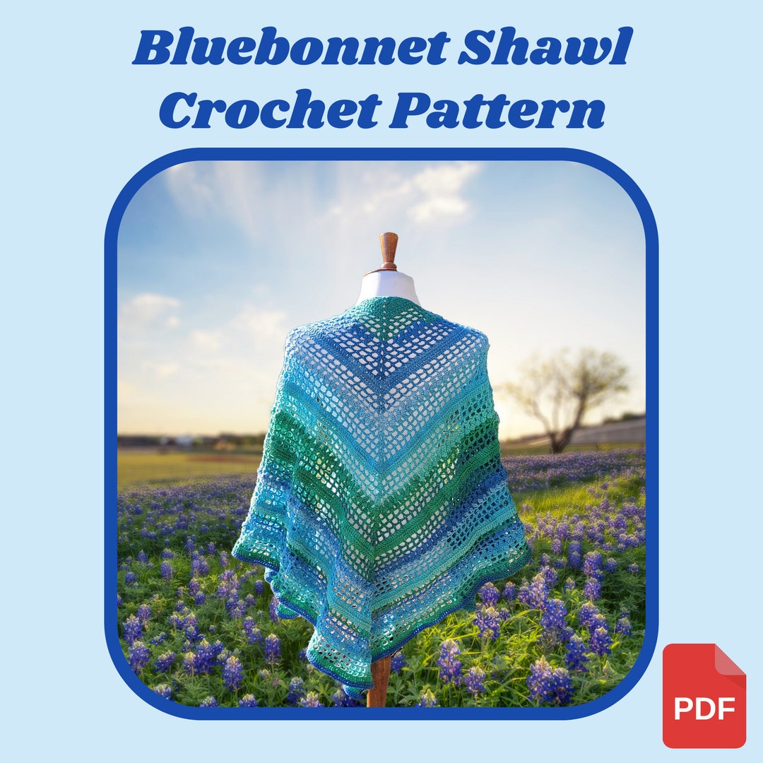 Shawl Crochet Pattern, Texas Bluebonnet Shawl, Wedding Shawl Pattern ...