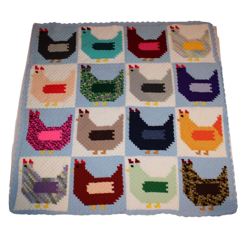 Chicken C2C Crochet Afghan Pattern, Farmhouse Blanket (PDF Pattern) - Etsy