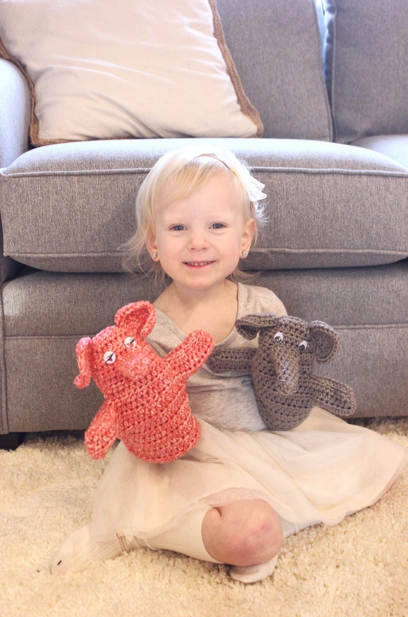 Elephant Puppet Crochet Pattern Bundle Hand Puppet & Finger - Etsy
