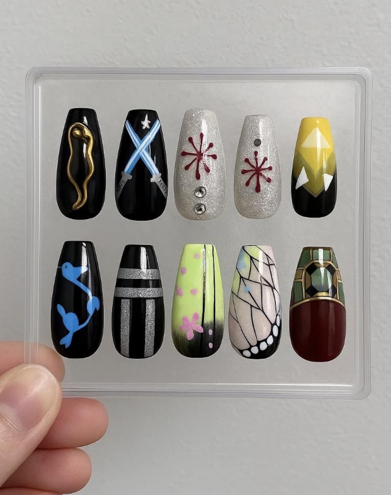 Demon Slayer Hashira Nails, Kimetsu No Yaiba Press on Nails, Anime ...