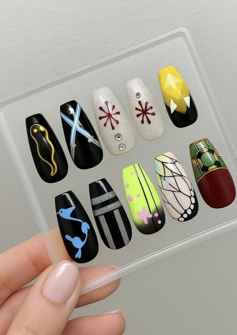 Demon Slayer Hashira Nails, Kimetsu No Yaiba Press on Nails, Anime ...