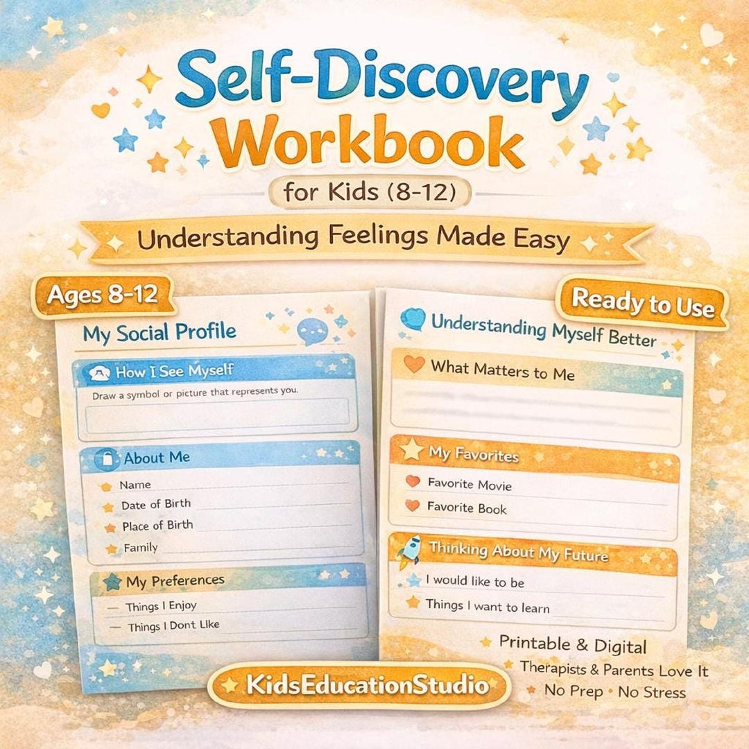 Self-discovery Workbook for Kids Ages 8–12 | Emotional Growth & Self ...