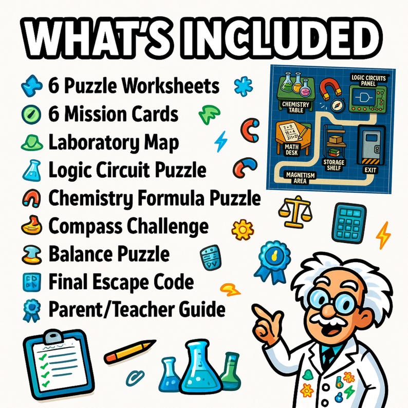 STEM Escape Room Kit | Kids Printable Science Puzzle (instant Download ...
