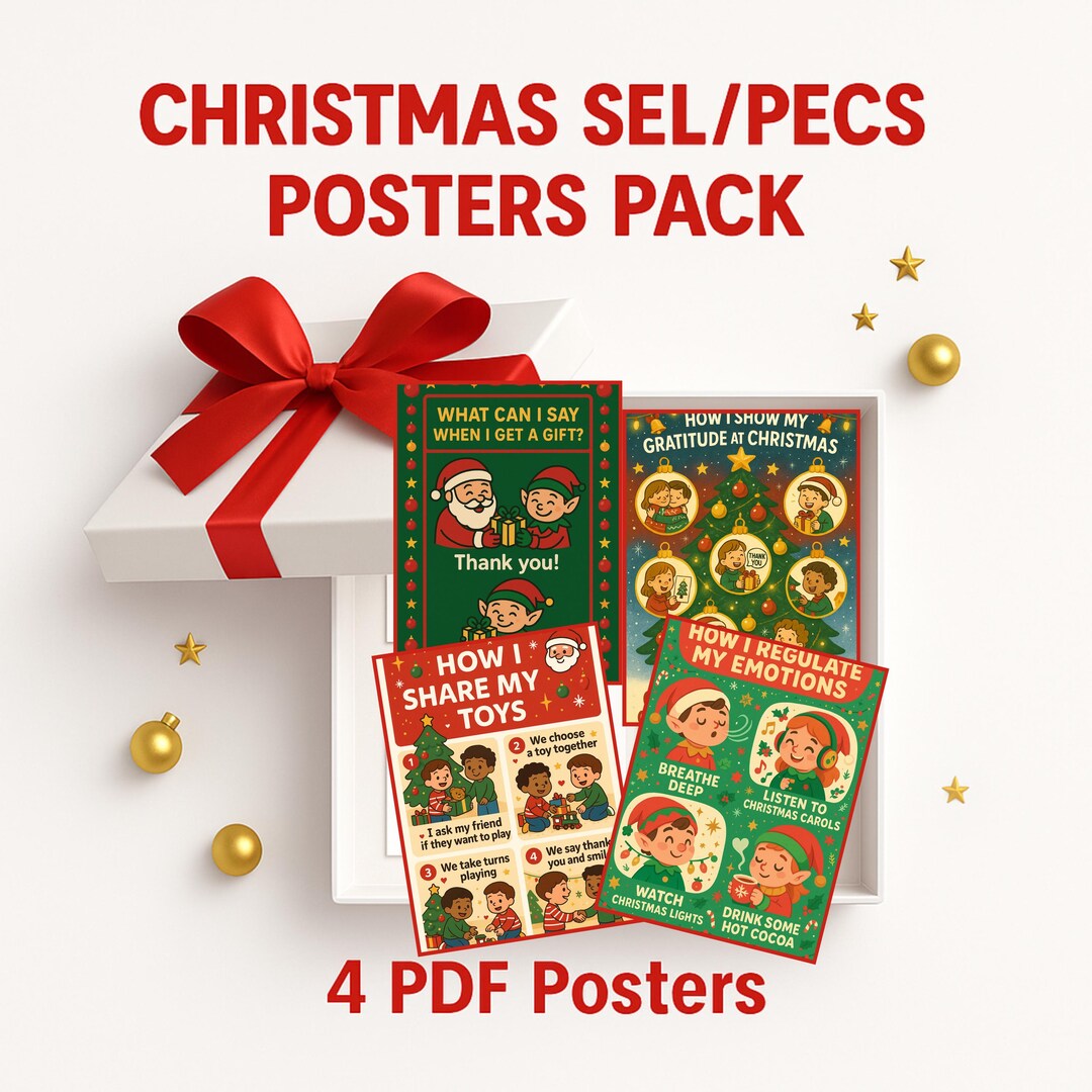 Christmas Posters SEL Activities PECS Visuals | Holiday Classroom Wall ...