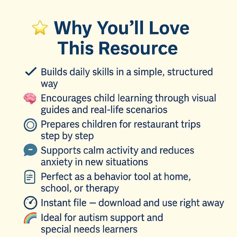 Restaurant Social Story | Autism Visual Guide, Kids Trip Routine ...
