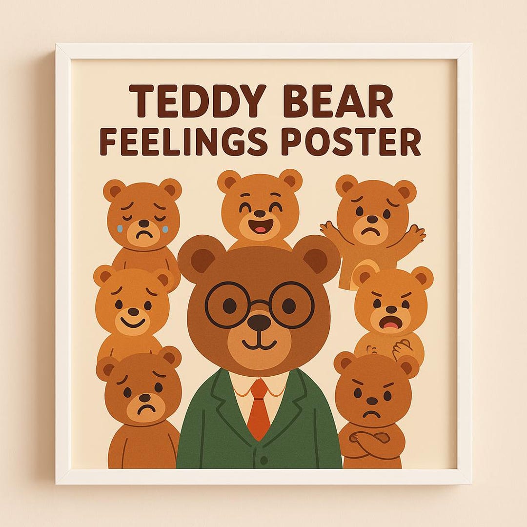Teddy Bear Feelings Poster | Emotions Wall Art for Kids | SEL Nursery ...