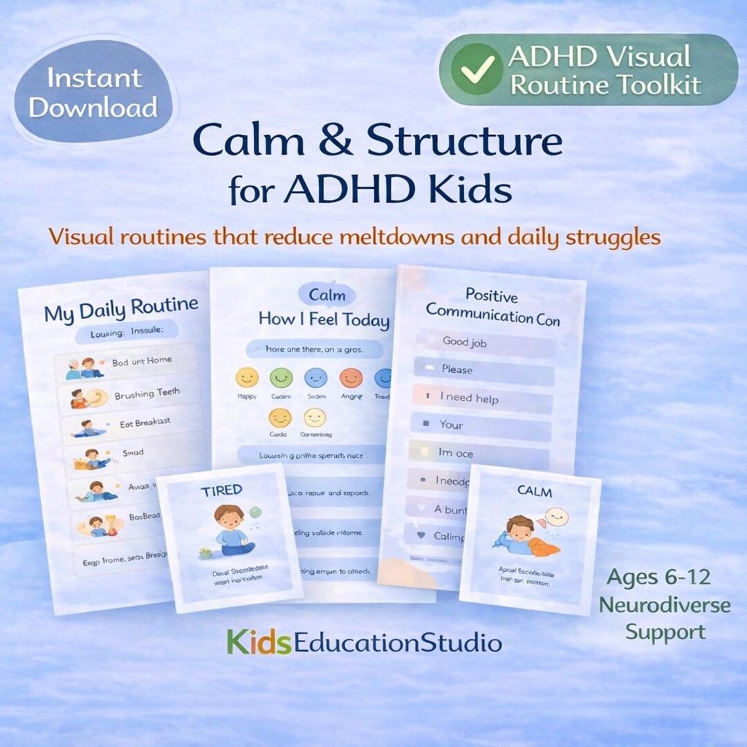 ADHD Visual Schedule for Kids | Calm & Structured Daily Routine ...