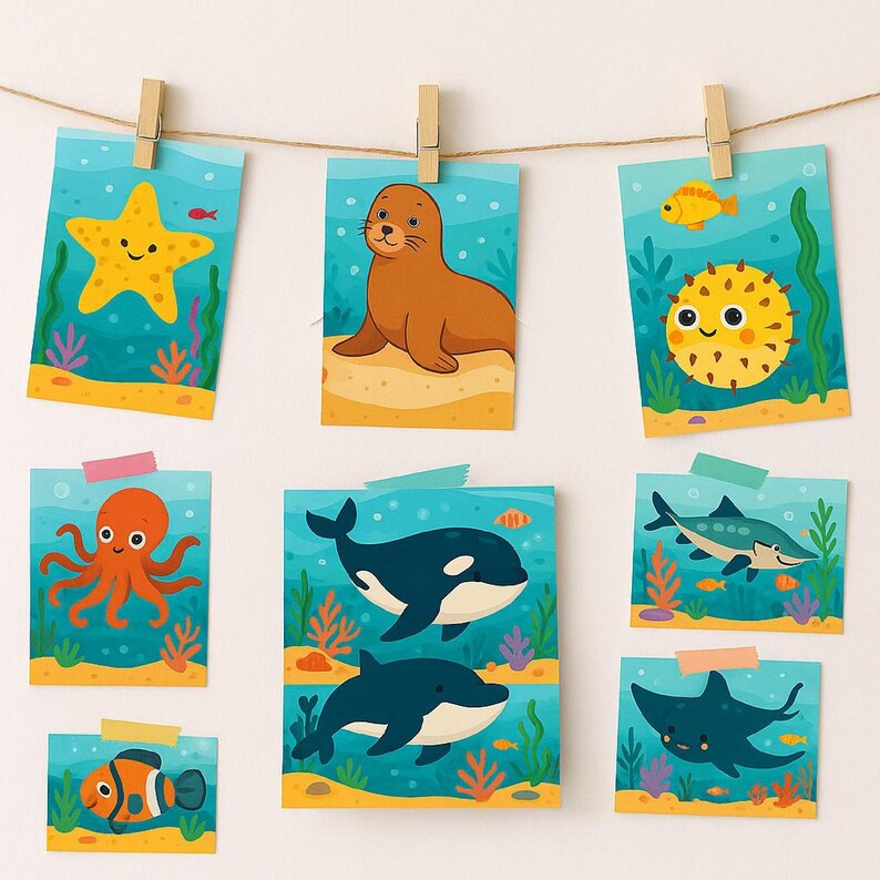 Sea Flashcards | Ocean Creatures | Child Learning | Instant Download ...