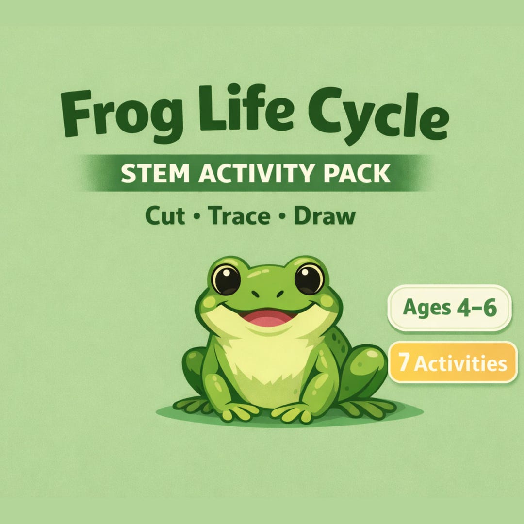 Frog Life Cycle STEM Activity Pack: Cut, Trace & Draw for Preschool ...