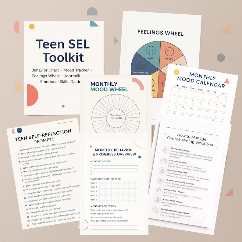 Teen SEL Toolkit | Emotional Regulation Worksheets | Mood Trackers ...