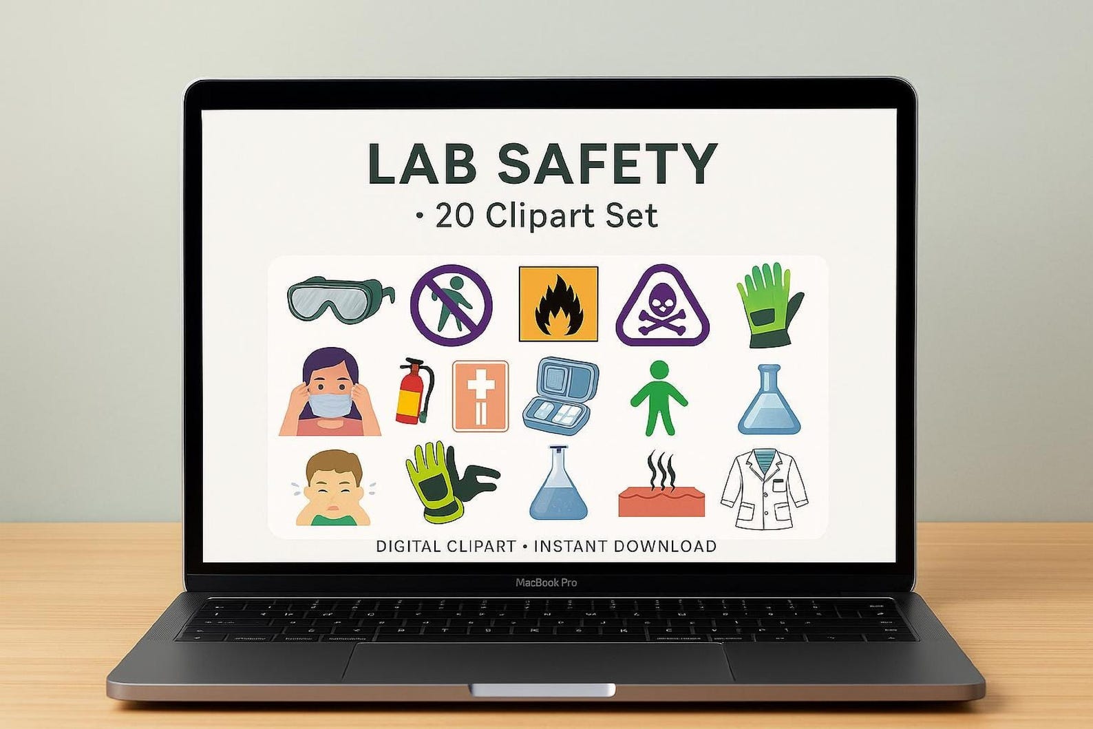 Lab Safety Signs Clipart | Science Icons | Experiment Rules Graphics ...