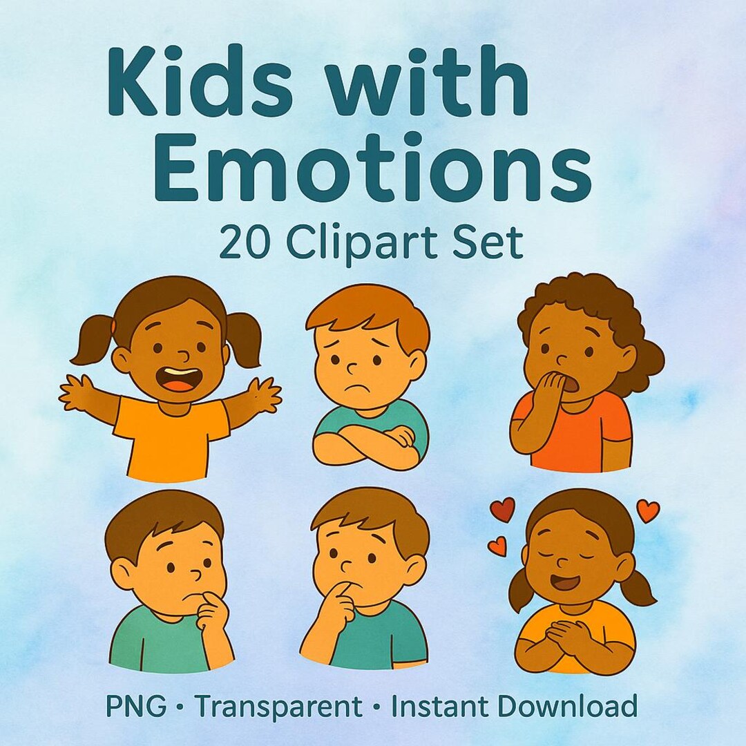 Kids Emotions Clipart | Feelings Flashcards Printable | Cartoon ...