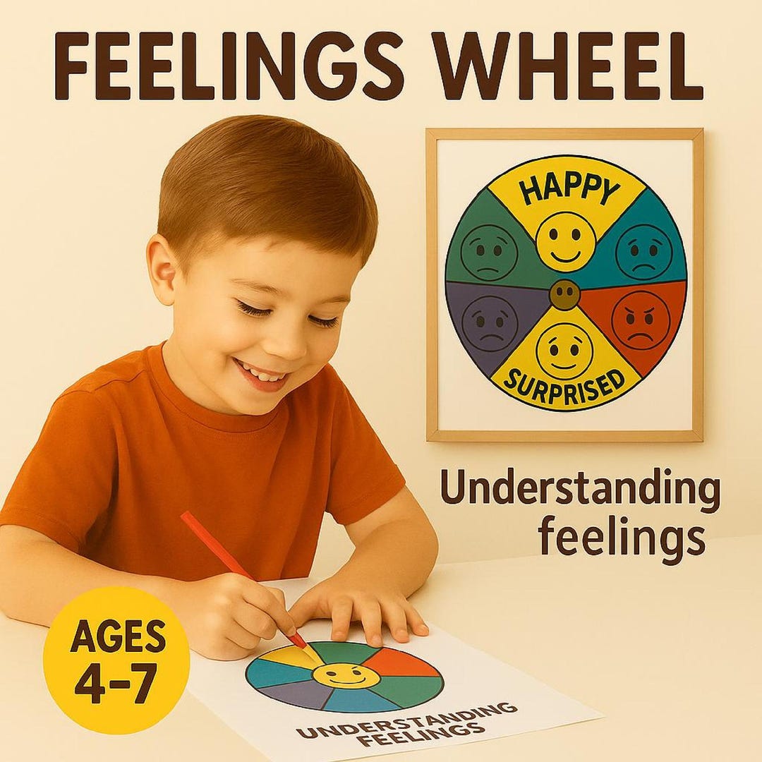 Feelings Wheel Primary Worksheets Ages 4–7 | Emotion Book Activities ...