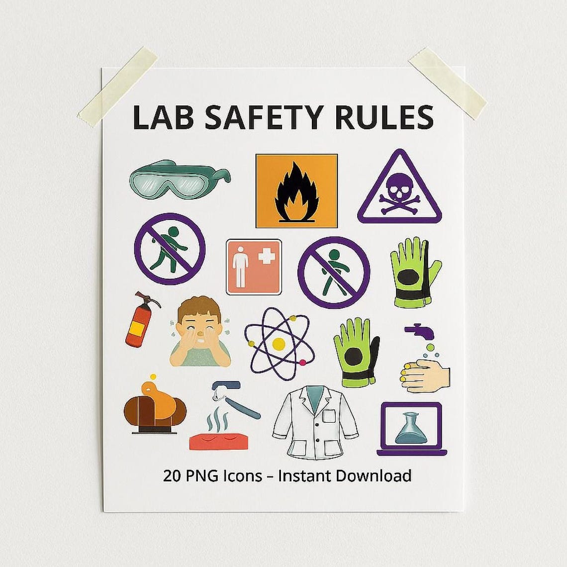 Lab Safety Signs Clipart | Science Icons | Experiment Rules Graphics ...