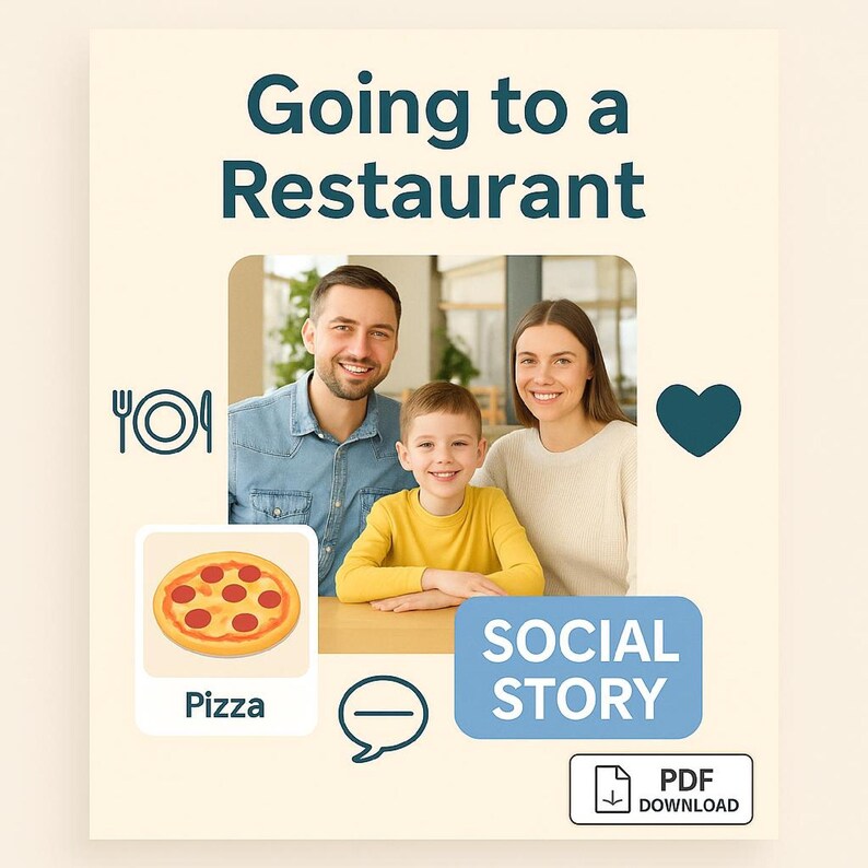 Restaurant Social Story | Autism Visual Guide, Kids Trip Routine ...