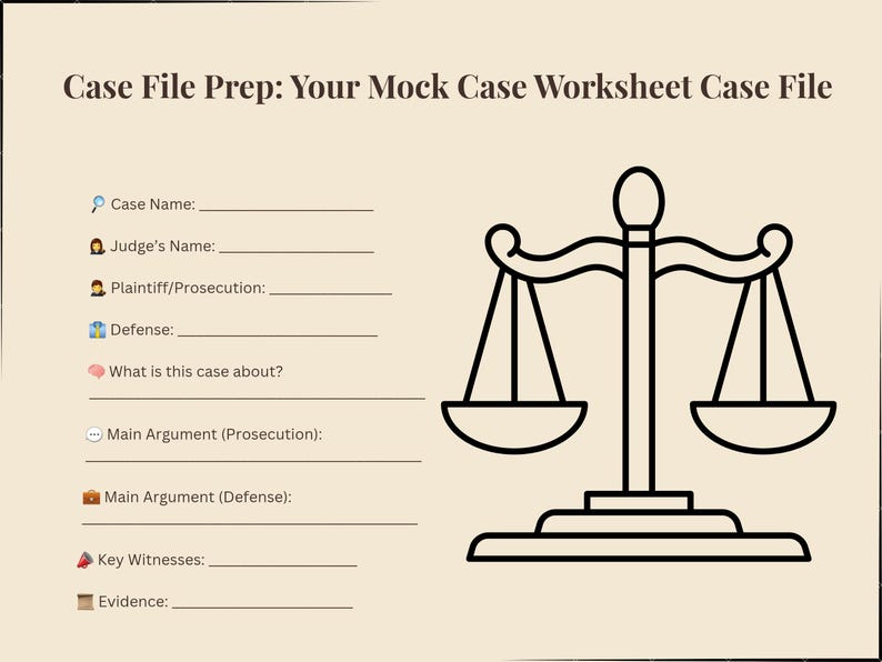 Mock Trial Prep Kit – Printable Courtroom Workbook for Students, Teens ...