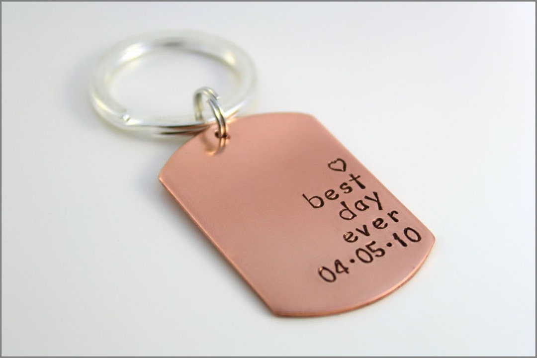 Custom Wedding Keychain | Wedding Date Key Chain, Personalized Best Day ...