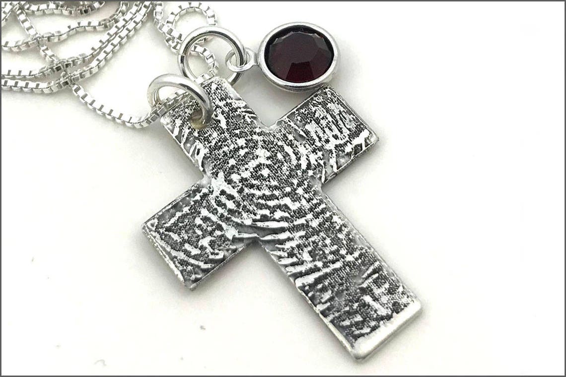 Custom Fingerprint or Thumbprint Cross Necklace Finger | Etsy