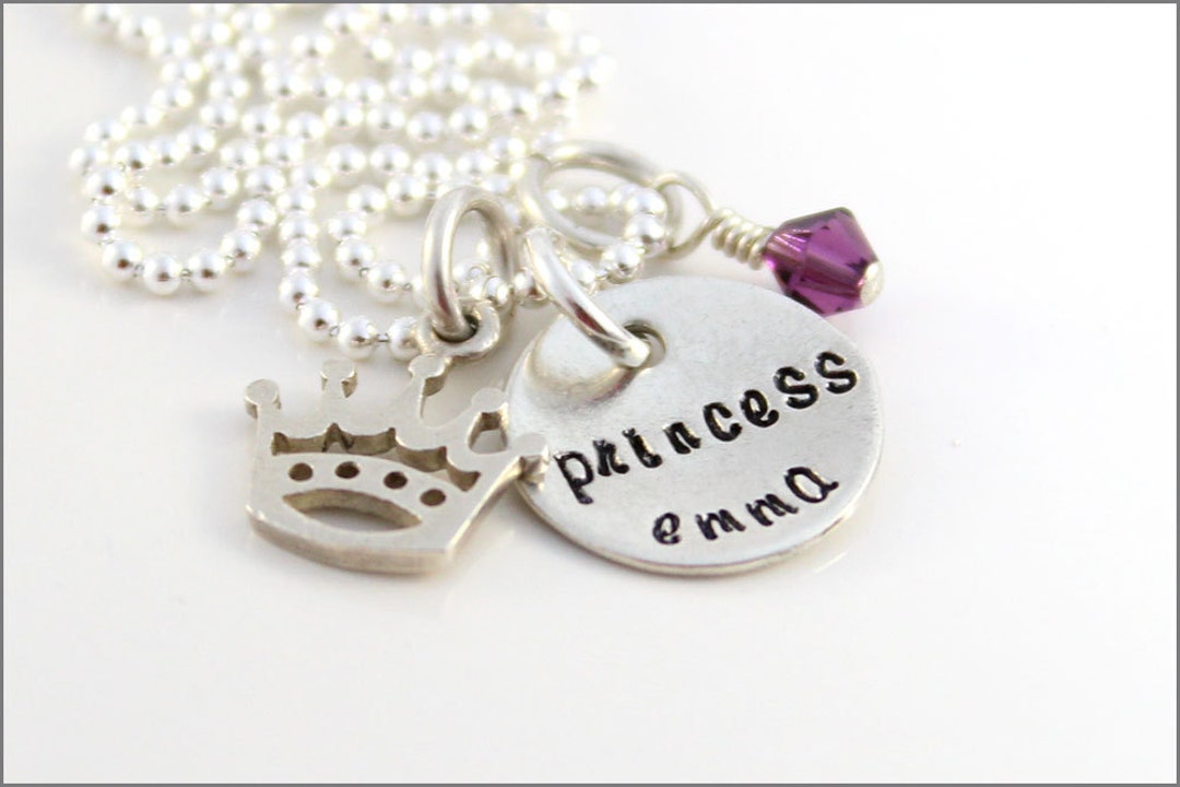Personalized Name Necklace With Princess Crown Charm | Gift for Young ...